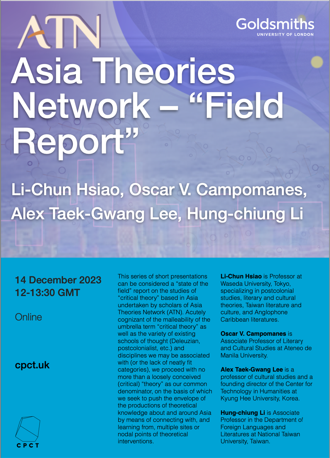 CPCT Research Seminar: Asia Theories Network – “Field Report” (14 Dec ...